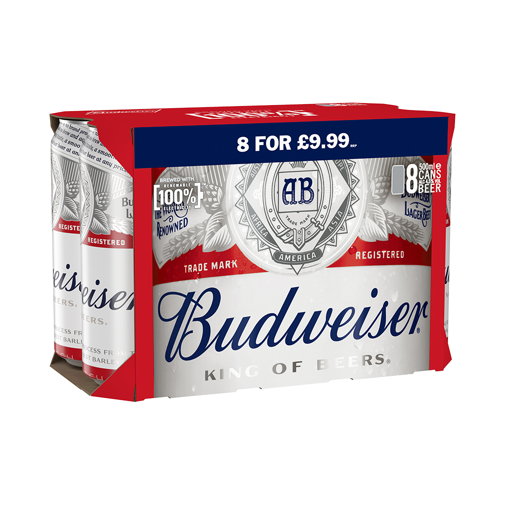 Budweiser 8 X 500ml Bargain Booze Budweiser 8 X 500ml Bargain Booze